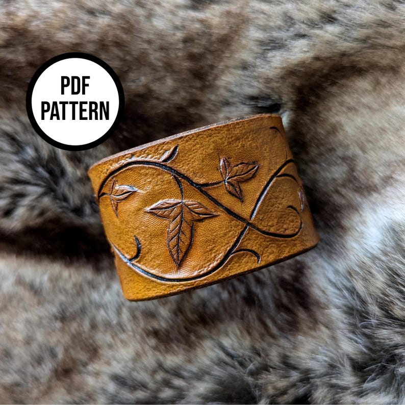 Leather Cuff With Mallorn Leaves - PDF Pattern for Leatherwork - Etsy