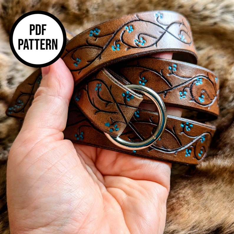 Elven Vines Leather Ring Belt PDF Pattern for Leatherwork - Etsy