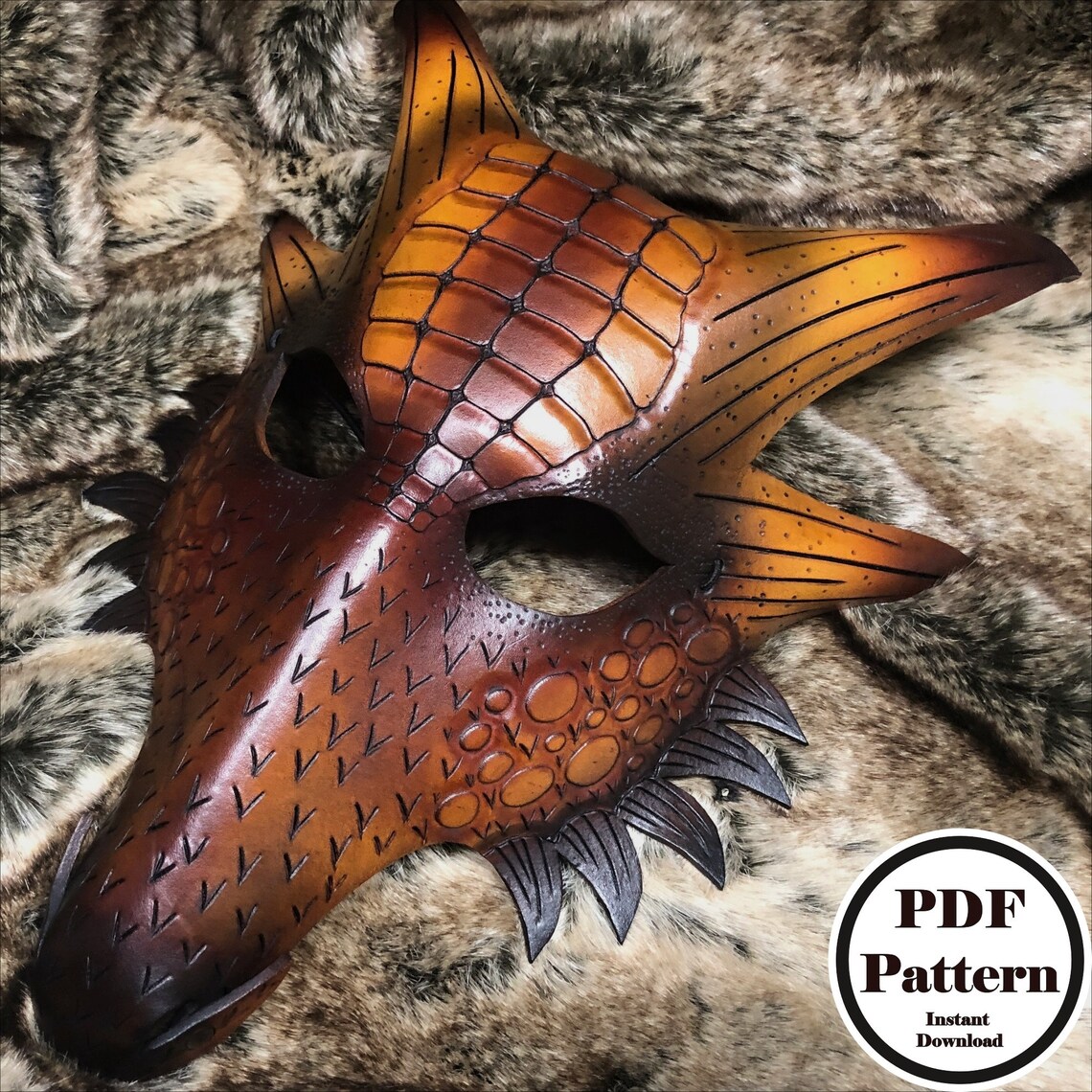 Dragon Mask Pattern PDF Pattern for Leatherwork - Etsy Canada