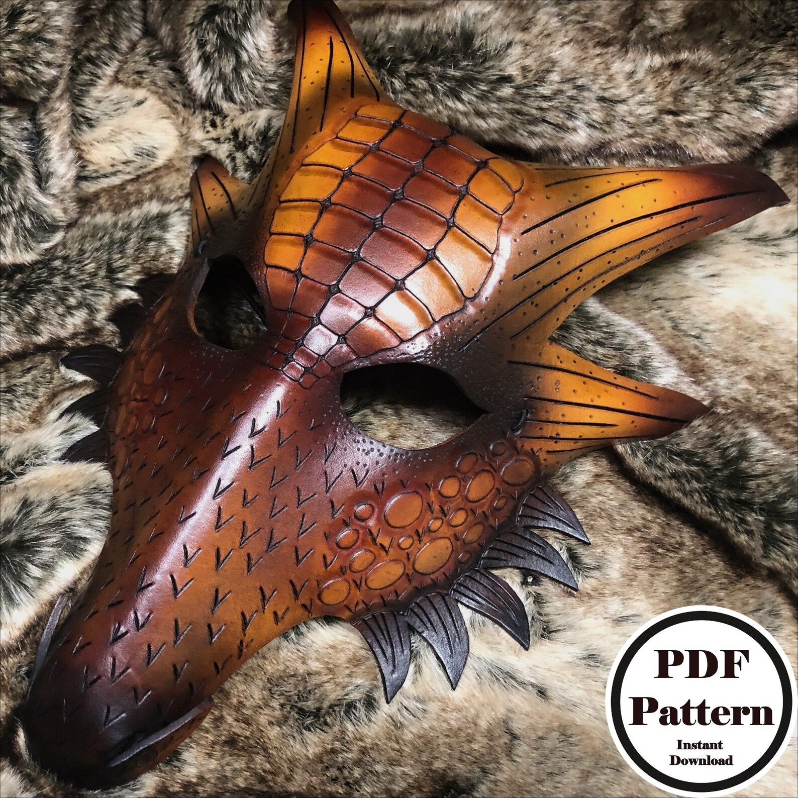 Dragon Mask Pattern PDF Pattern for Leatherwork - Etsy Canada