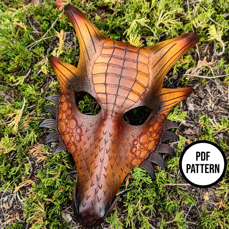 Dragon Mask Pattern PDF Pattern for Leatherwork - Etsy UK