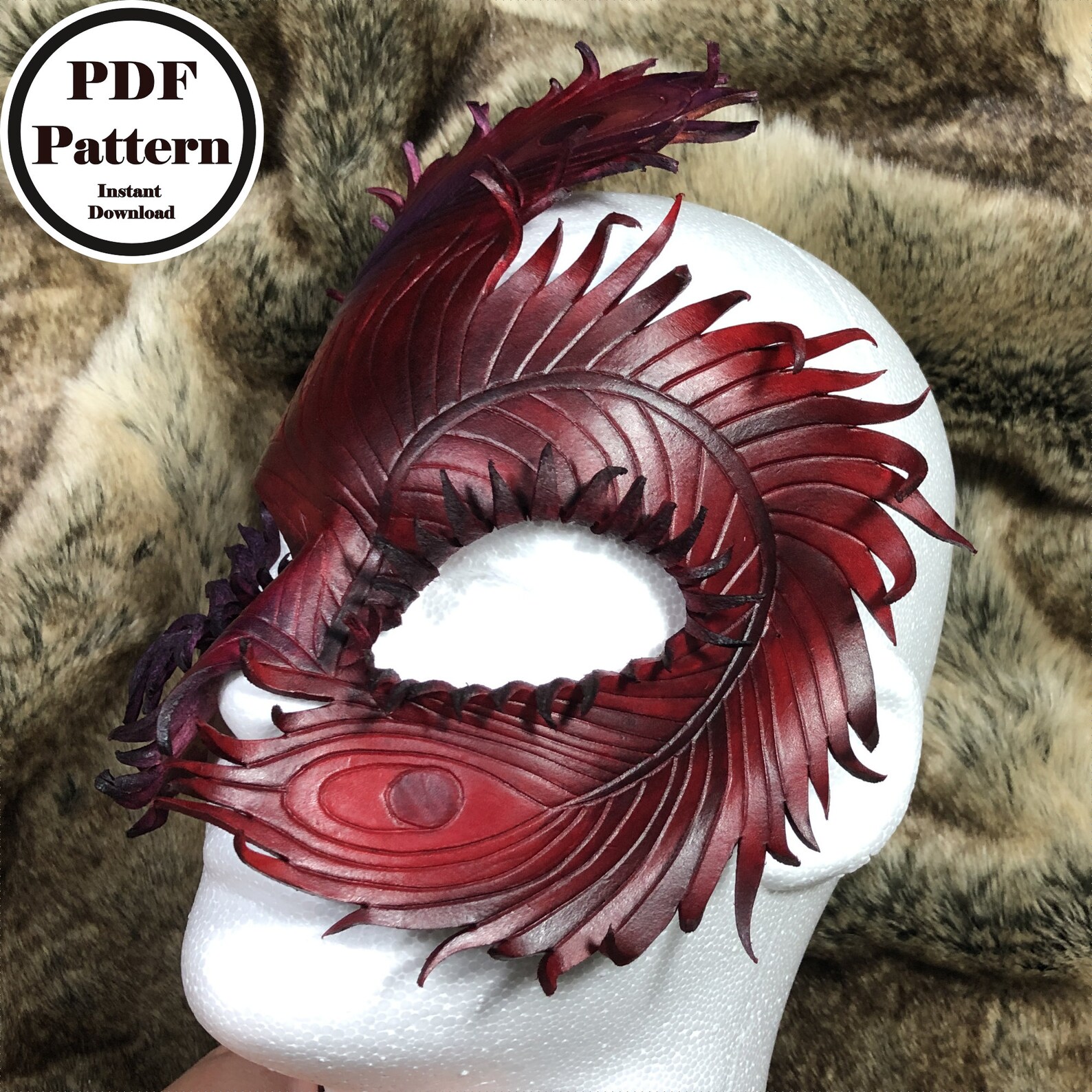 Peacock/phoenix Mask PDF Pattern for Leather - Etsy