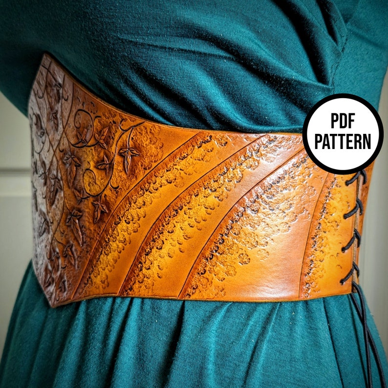 Leather Corset Belt With Vines & Mallorn Leaves - PDF Pattern for ...