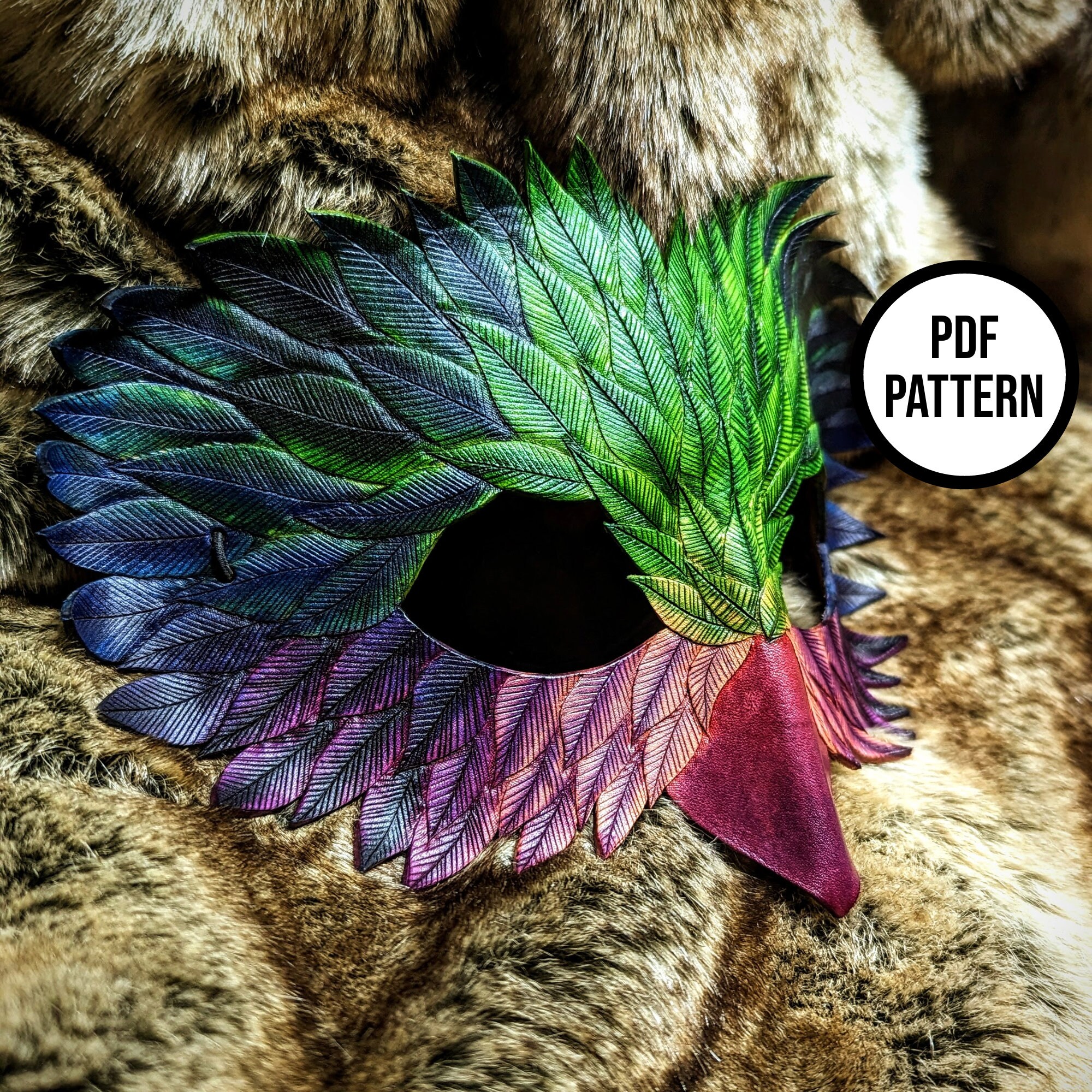 Feathered Bird Mask PDF Pattern for Leather - Etsy