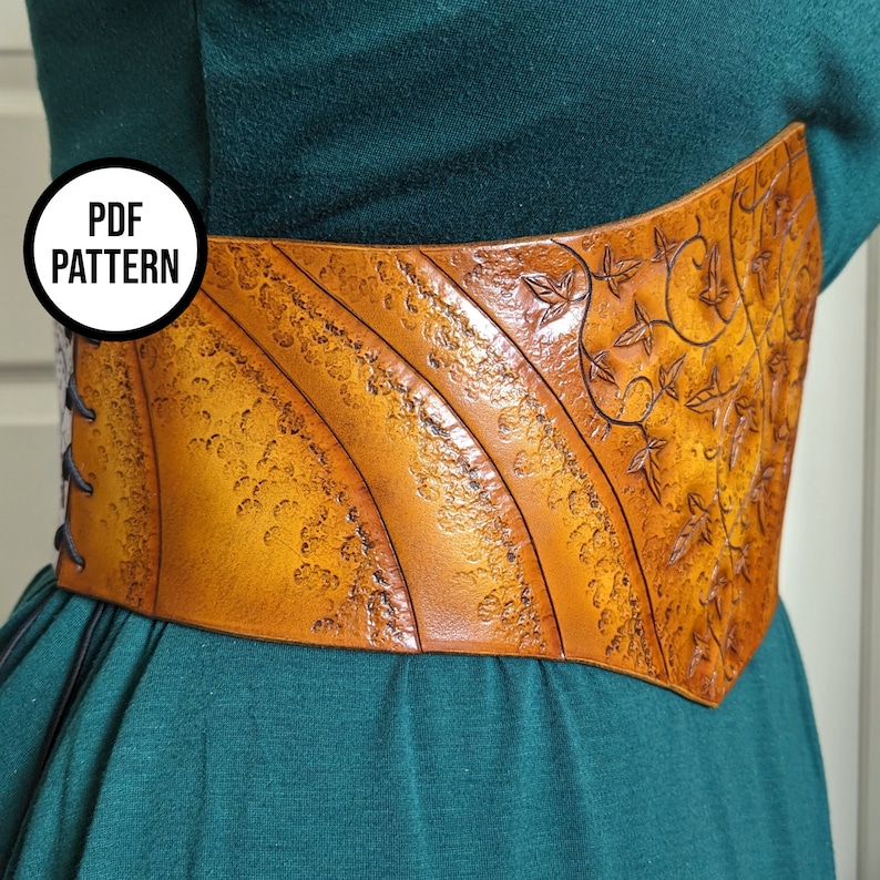 Leather Corset Belt With Vines & Mallorn Leaves - PDF Pattern for ...
