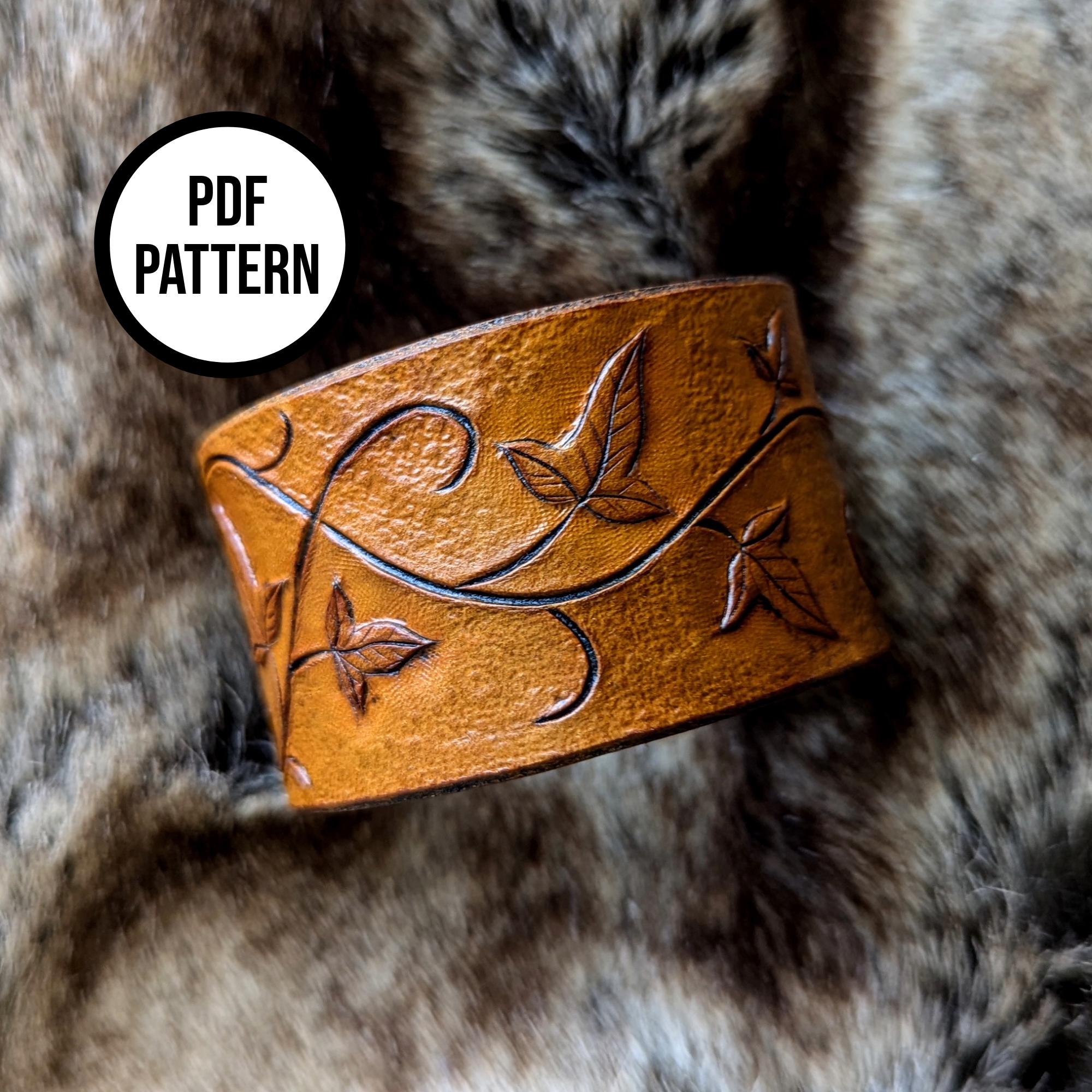 Leather Cuff With Mallorn Leaves - PDF Pattern for Leatherwork - Etsy