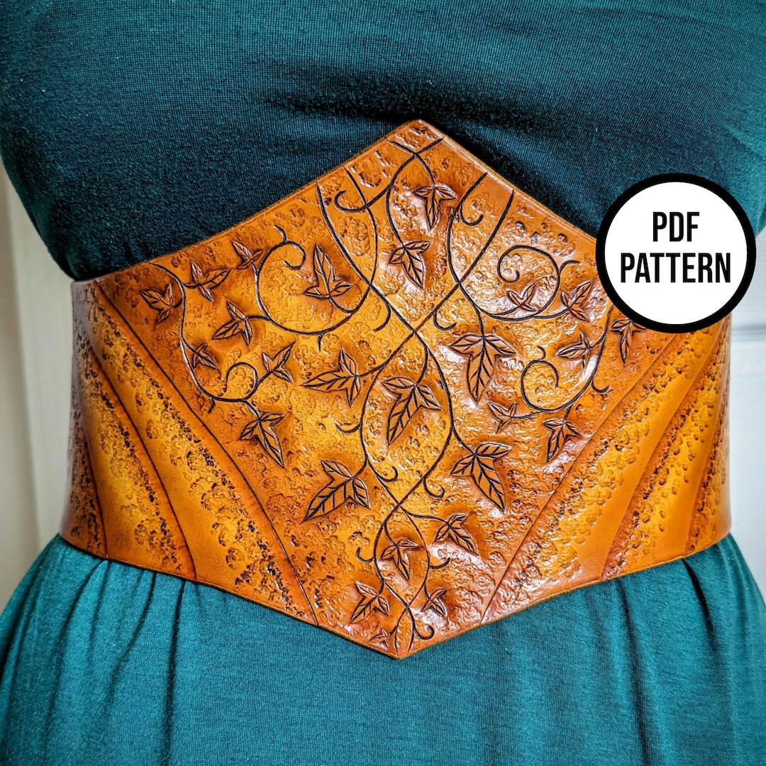Leather Corset Belt With Vines & Mallorn Leaves - PDF Pattern for ...