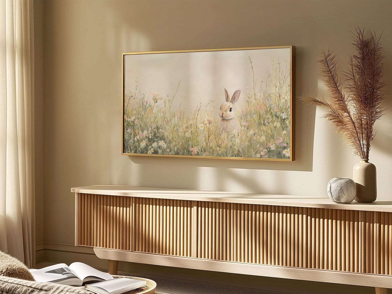 Easter Bunny in Wildflower Field Frame TV Art - Spring Rabbit Digital ...