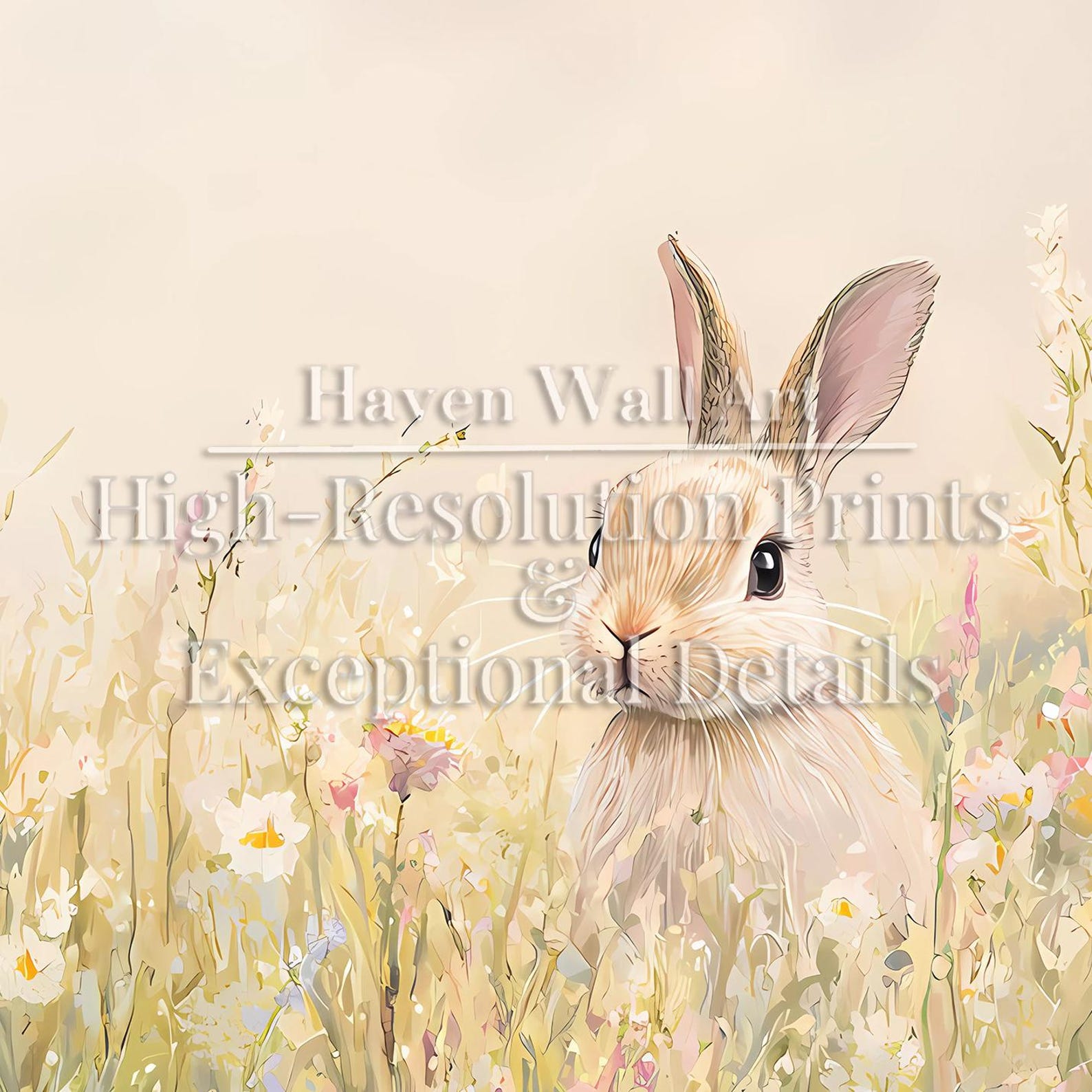 Easter Bunny in Wildflower Field Frame TV Art - Spring Rabbit Digital ...