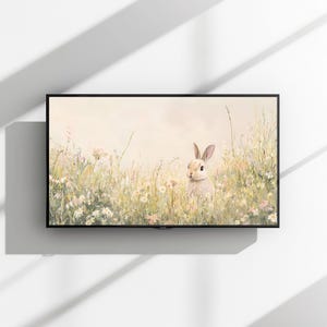 Easter Bunny in Wildflower Field Frame TV Art - Spring Rabbit Digital ...