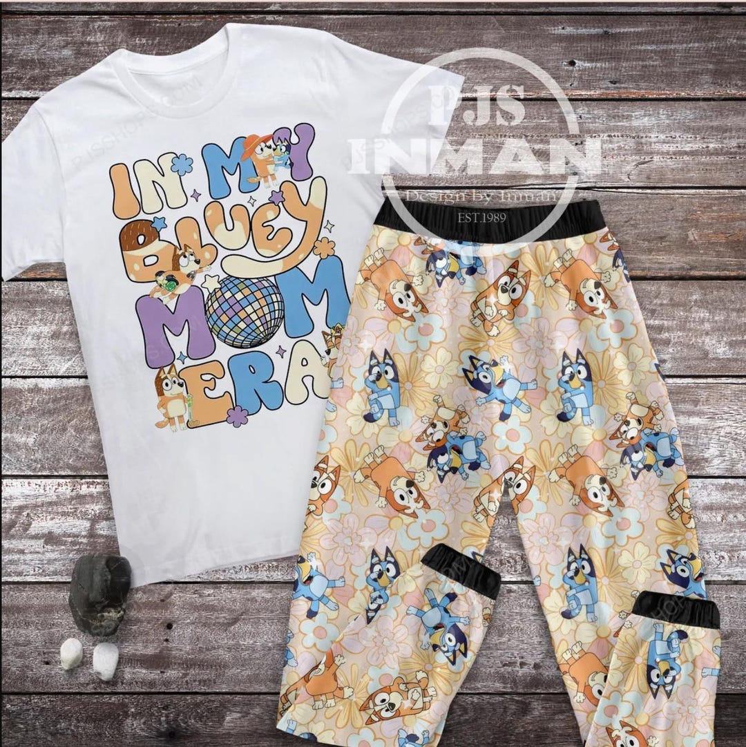 In My Bluey Mom Eras Pajamas Set, Bluey Pajamas Set, Bluey Pajamas for ...