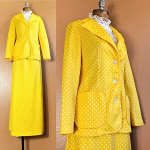 60s Edith Flagg Yellow White Polka Dot Maxi Skirt Suit Set S | Etsy
