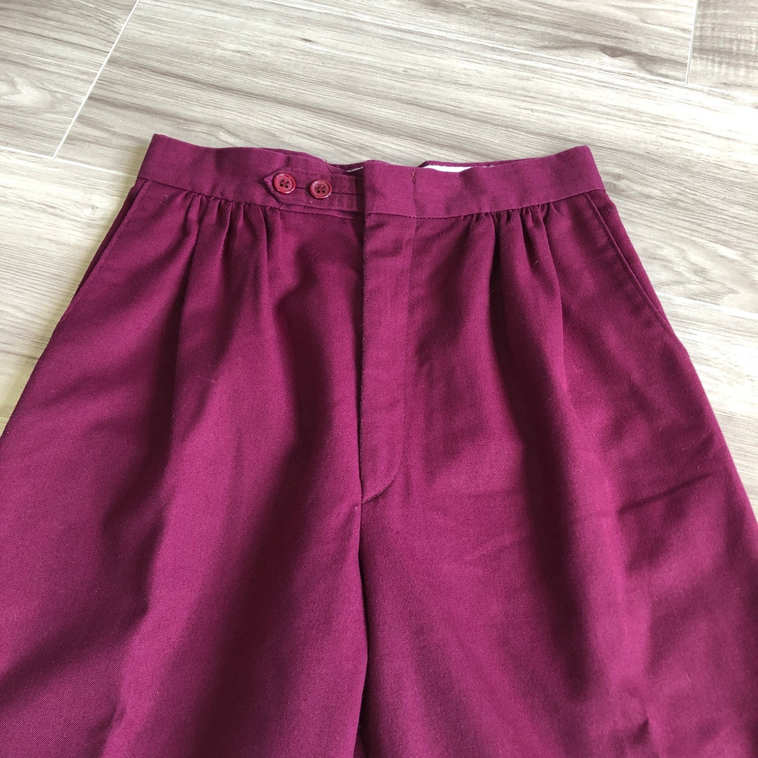 Vintage 70s/80s Burgundy Cheeno's Pleated High Waist Tapered Trouser ...