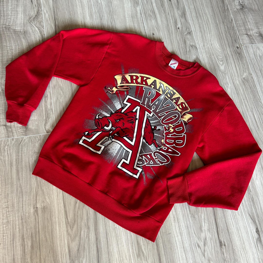 Vintage 80s Arkansas Razorback Graphic Sweatshirt Jerzees Tag M - Etsy