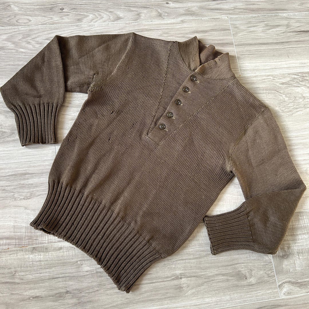 Vintage 40s WWII US Army Distressed 1948 Wool Knit Military Jeep ...