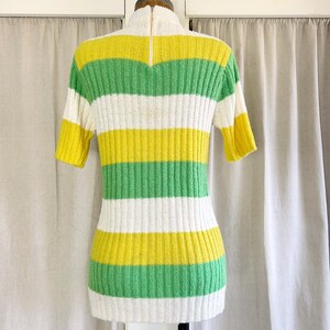 Vintage 60s Color Block Nubby Knit Mock Neck Sweater Top Micro Mini - Etsy