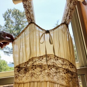 30s/40s Handmade Sheer Chiffon & Lace Pin Tuck Peignoir Bias Cut Maxi ...