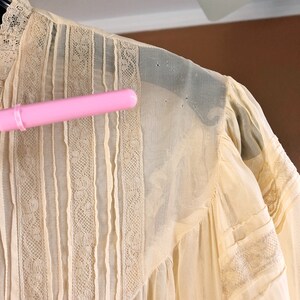 30s/40s Handmade Sheer Chiffon & Lace Pin Tuck Peignoir Bias Cut Maxi ...