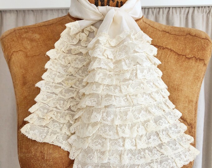 50s/60s Doro Italian Silk Ruffled Lace Ascot Collar Jabot Scarf - Etsy