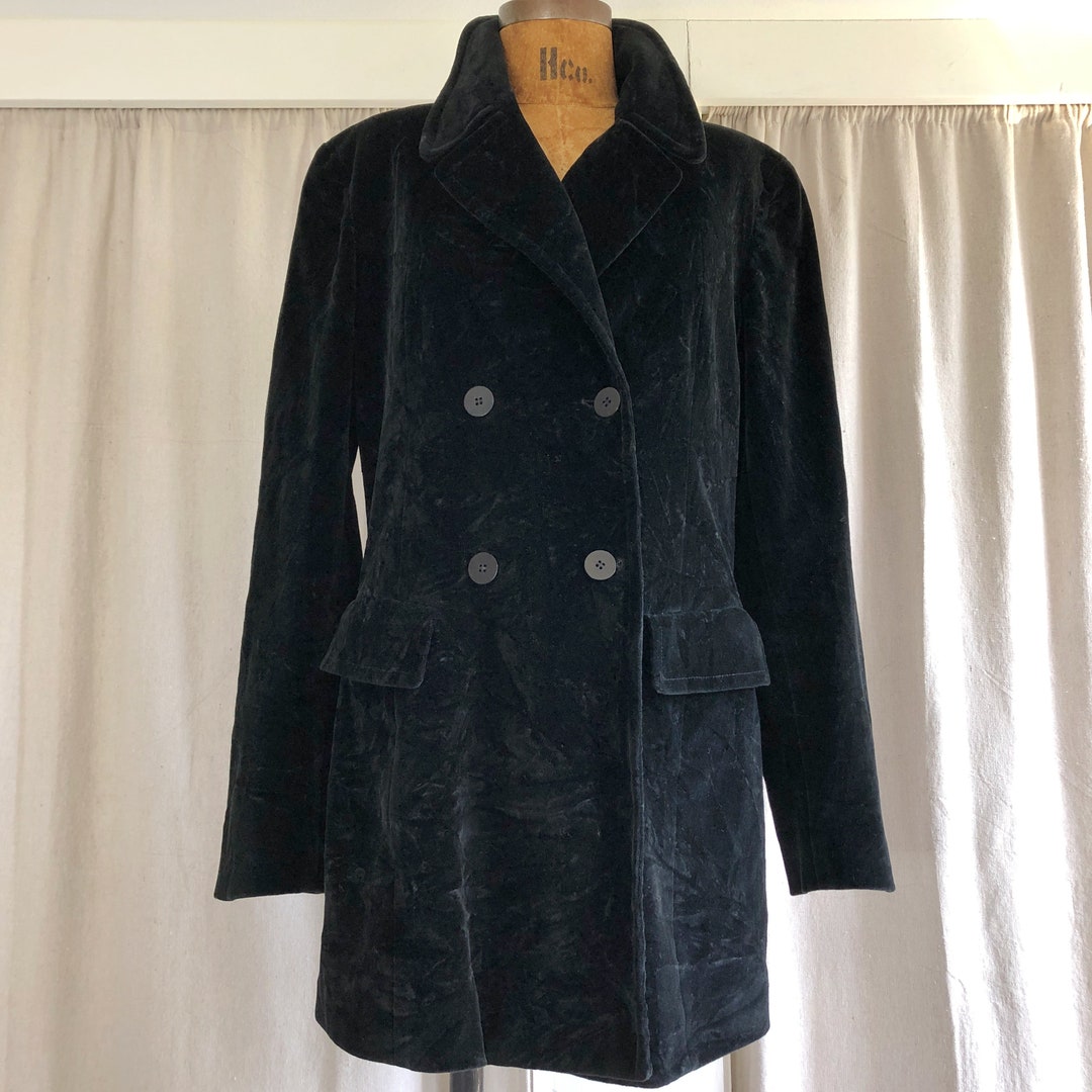 90s Donna Karan Velvet Peacoat Smoking Jacket S M - Etsy