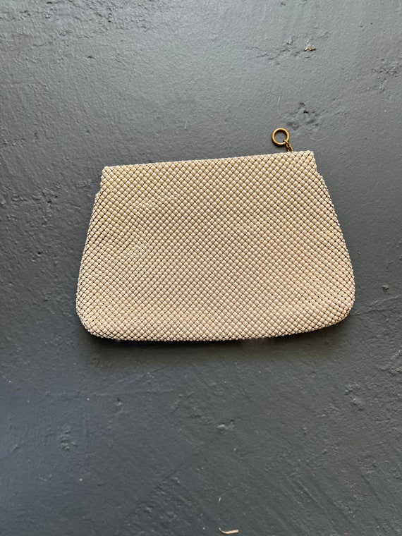 Vintage cream metal mesh small zip pouch, metal mesh … - Gem