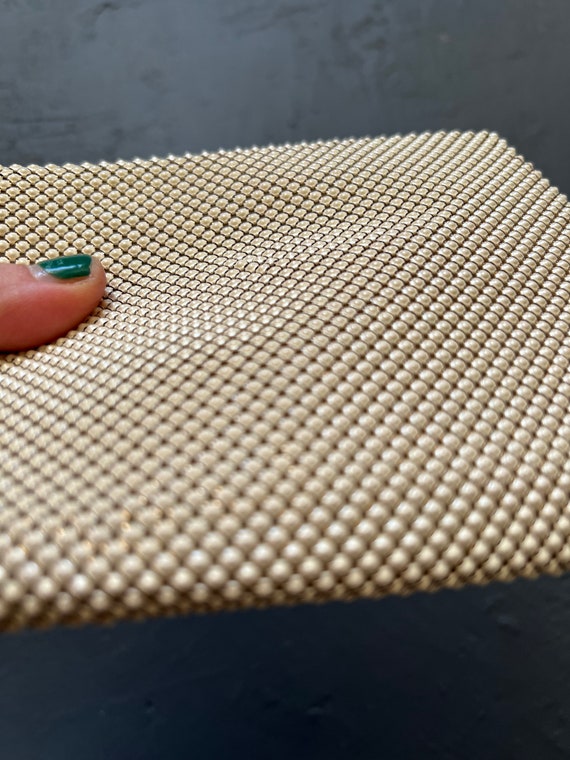 Vintage cream metal mesh small zip pouch, metal mesh … - Gem