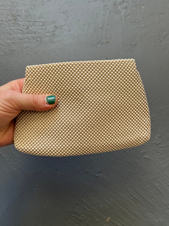 Vintage cream metal mesh small zip pouch, metal mesh … - Gem