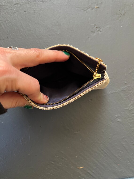 Vintage cream metal mesh small zip pouch, metal mesh … - Gem