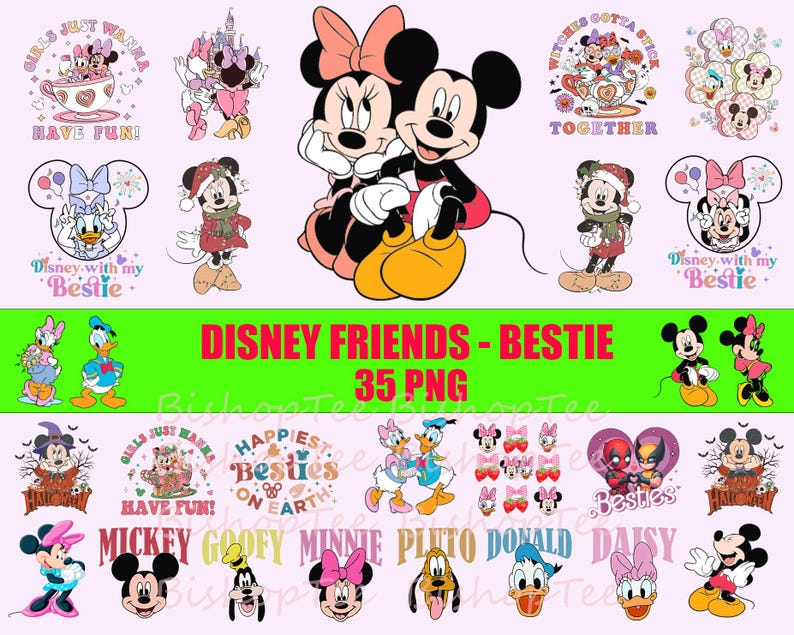 Disney Friends Png Bundle, Besties Png, Happiest Besties on Earth ...