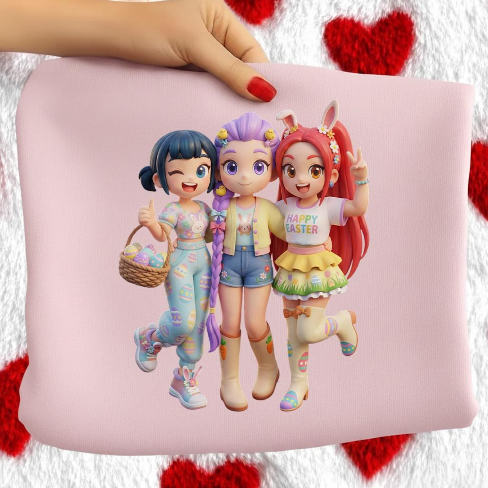 Easter Kpop Huntrix PNG, Cute 3D Idol Group Sublimation, Happy Easter ...