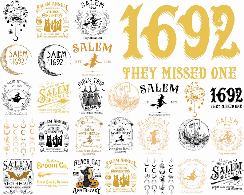 35+ Retro Salem PNG Bundle, Salem Witches Png, Salem 1692 Png, Salem ...