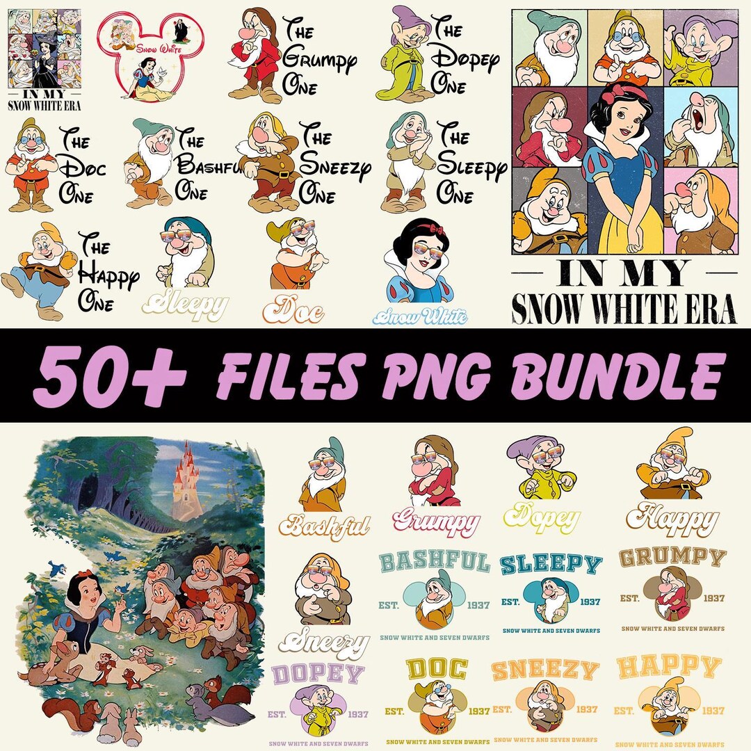 50+ Snow White and Seven Dwarfs Png Clipart Bundle, Family Vacation Png ...