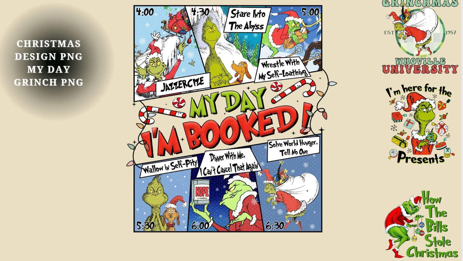 My Day Grinch PNG, Grinch Schedule Png, Im Booked Png, Cartoon Grinch ...