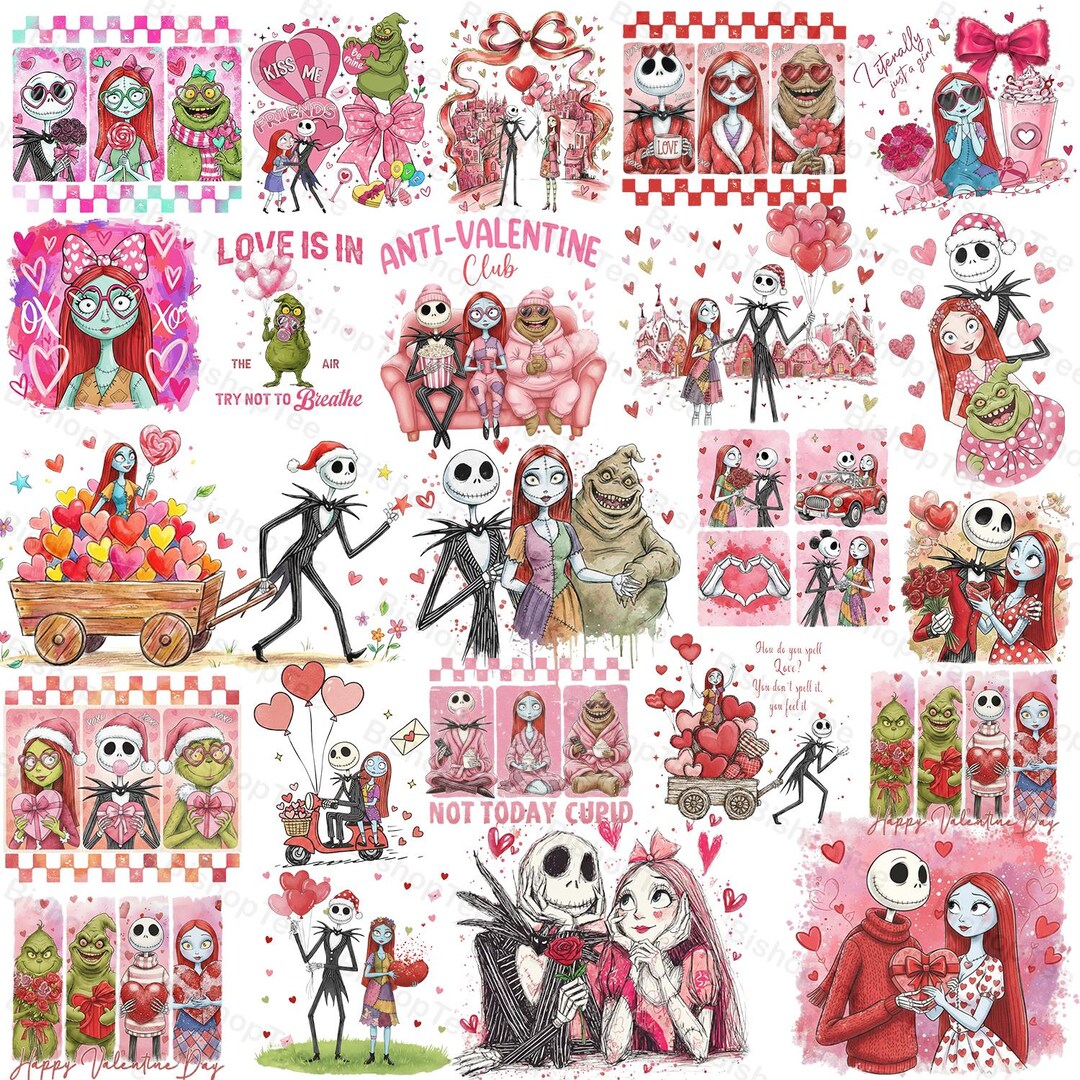 25+ Jack and Sally Valentine Png Bundle, Be Mine Valentine Nightmare ...