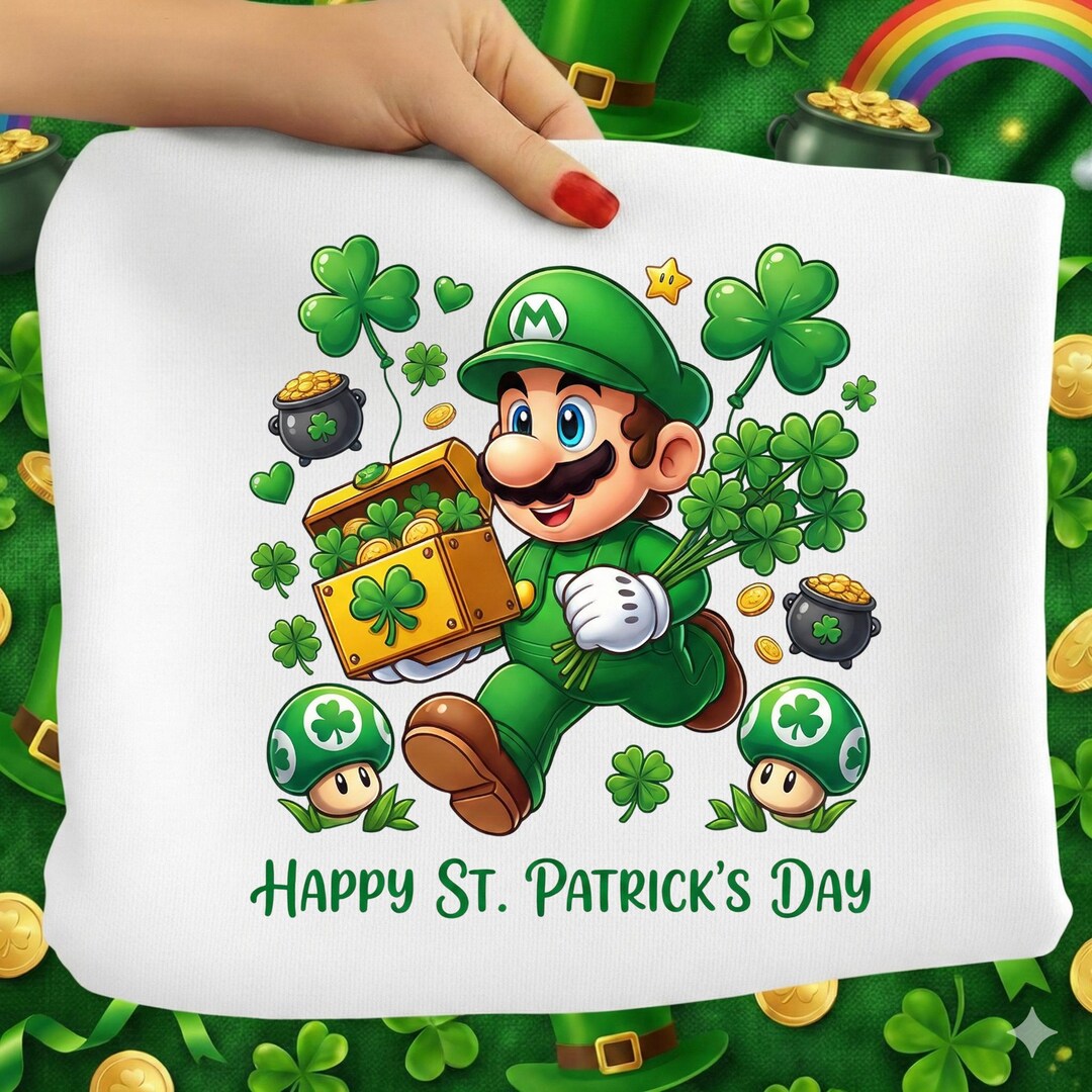 Super Mario St. Patrick's Day PNG, Mario Green Irish Png, Lucky ...