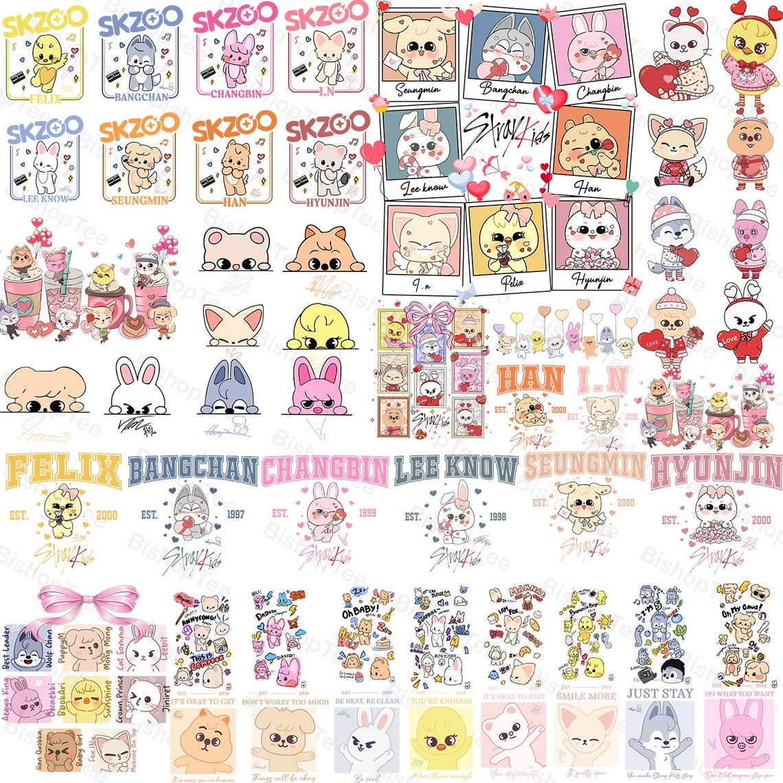 70+ SKZOO Stray Kids Valentine PNG Bundle, SKZOO Heart Valentines Png ...