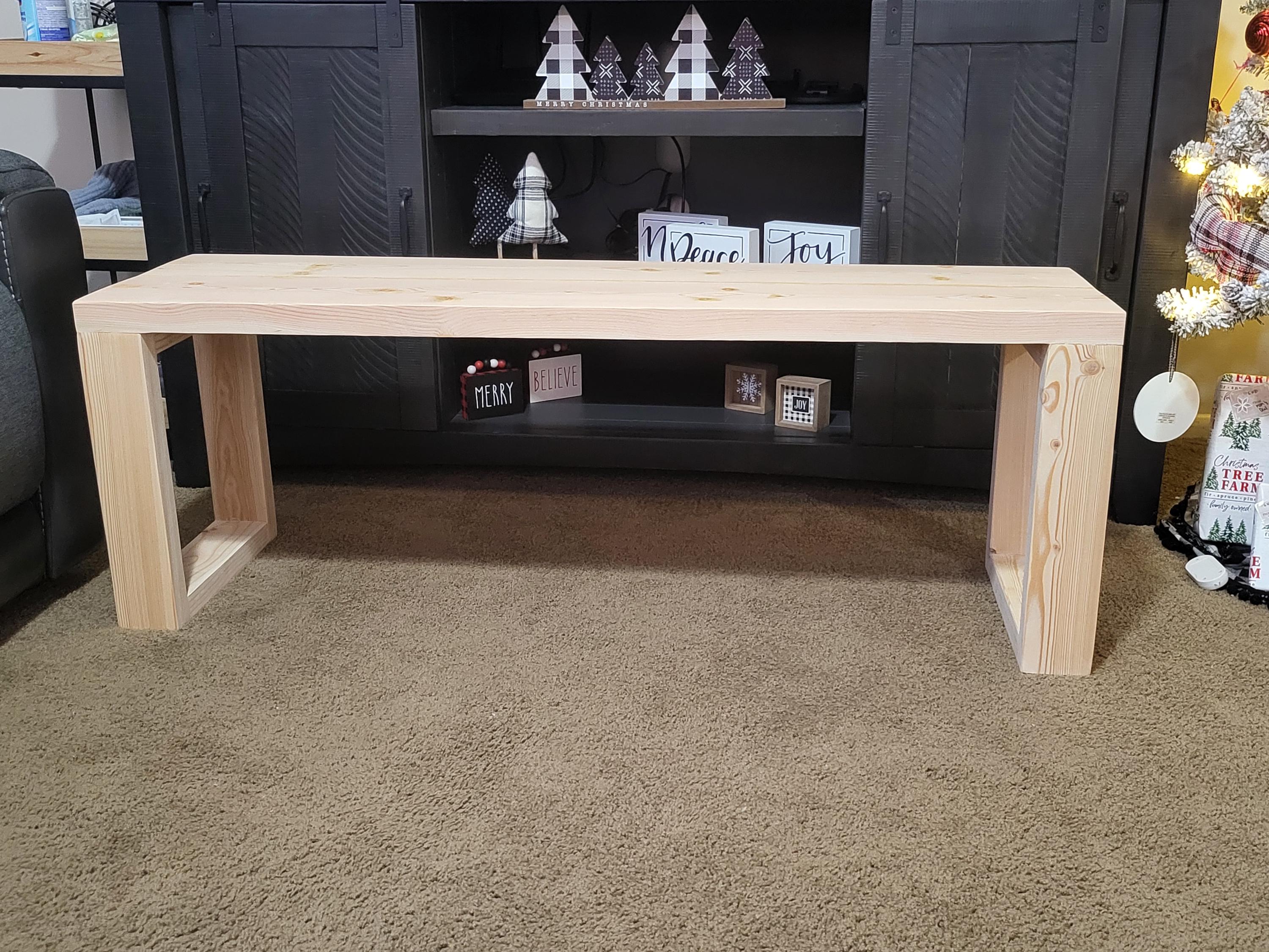 Handmade Pine Wood Bench - Modern Minimalist Indoor Furniture - Rustic ...