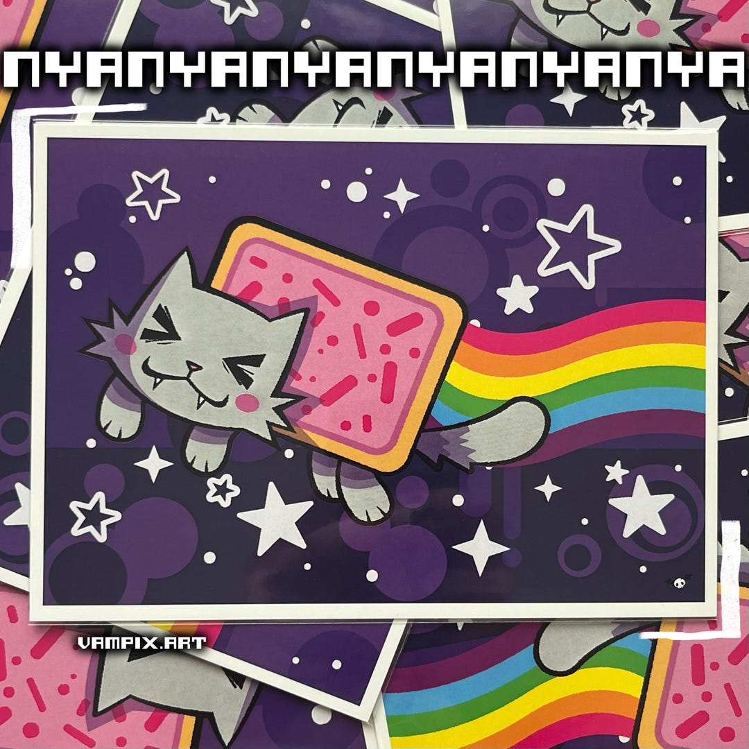 Rainbow Cat Art Print :3 | 5x7 In - Etsy