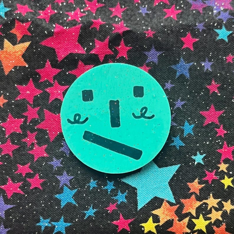 Emoticon Pins: Technicolor! | Handpainted Wood Pins - Etsy