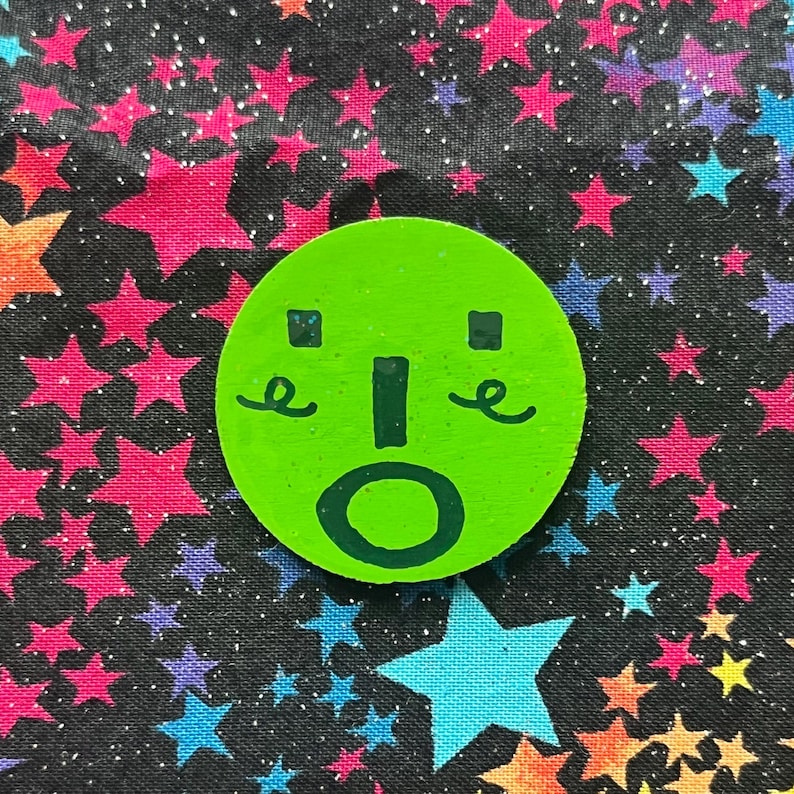 Emoticon Pins: Technicolor! | Handpainted Wood Pins - Etsy