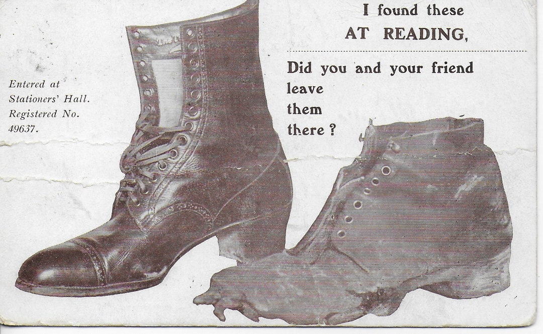 Vintage Postcard, I Found These at Reading. Boots, Footware, Postmarks ...