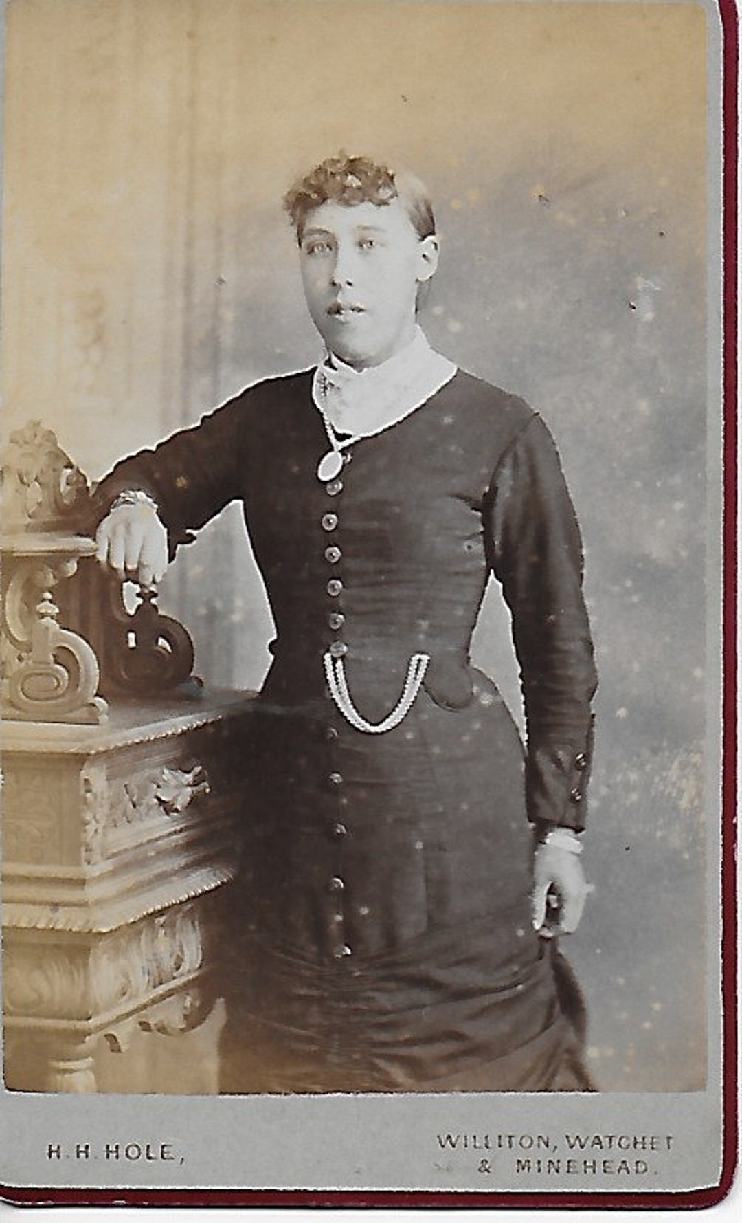 Victorian Photo, Victorian Lady, Cdv,watch Chain, Curls, White Collar ...