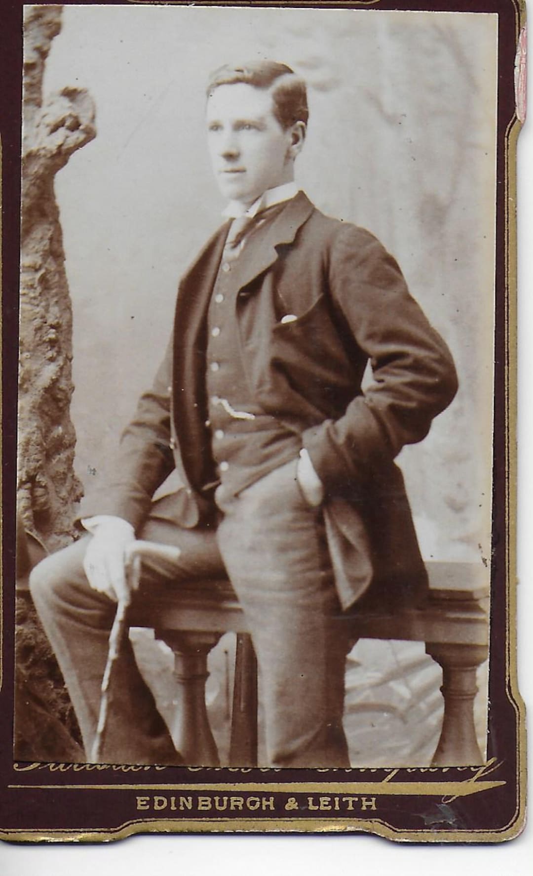 Victorian CDV, Yyoung Man, Walking Stick, Parisian Photo Co, Princes St ...
