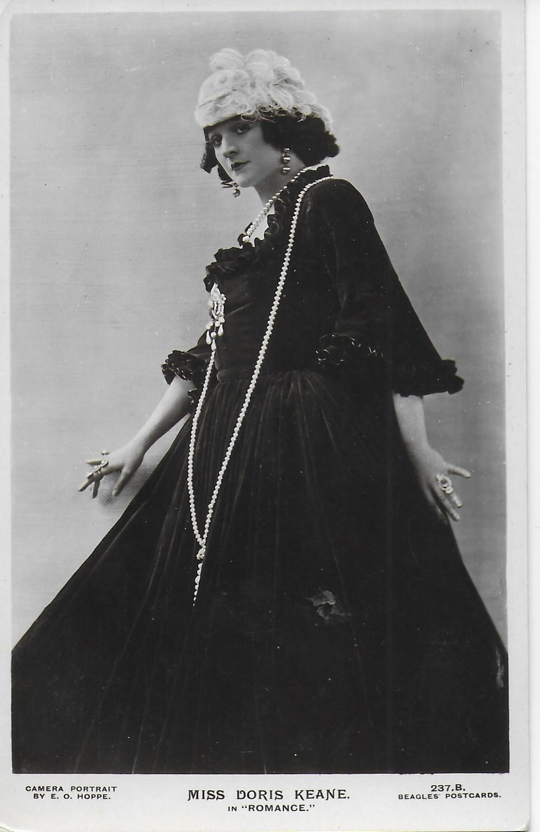 RPPC American Actress, Doris Keane, Dark Dress, Theatre Star, J Beagles ...