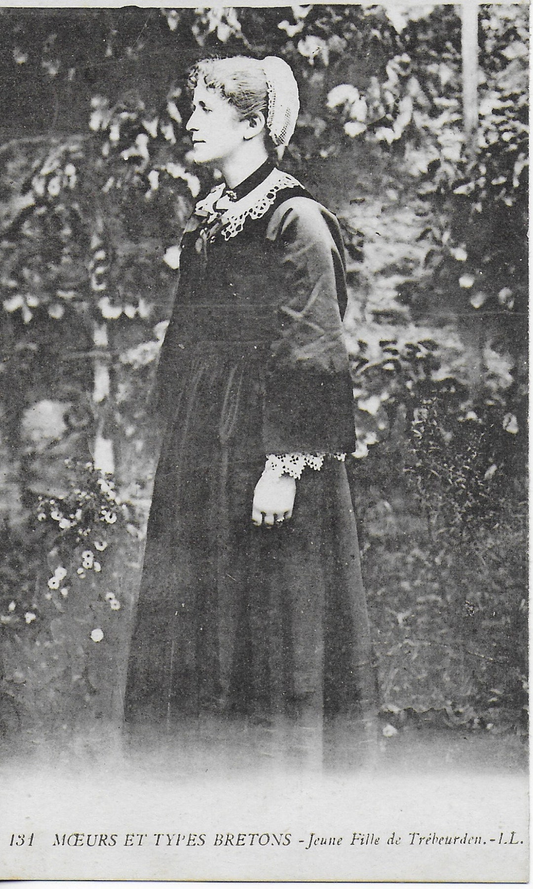 RPPC Young Girl From Trébeurden Dark Dress in the Garden - Etsy