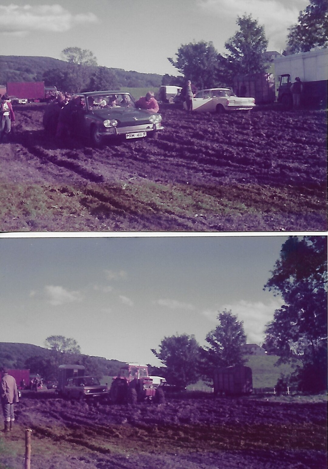 Vintage Photos, Cars Stuck in the Mud, in a Field, Pulled by Tractor ...