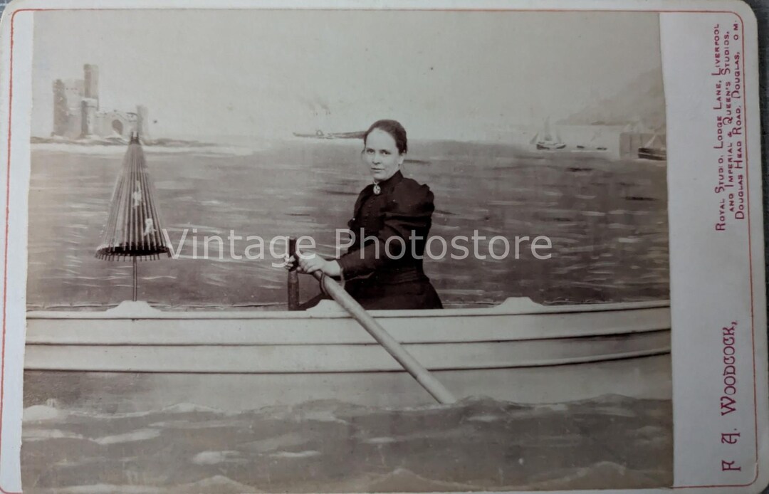 Victorian Cabinet Card, Lady in A Rowing Boat, Victorian Fun, Studio ...