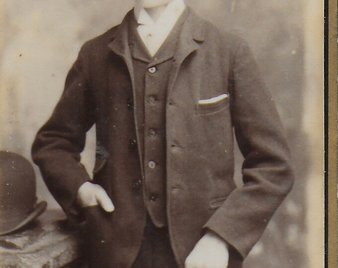 Victorian CDV, Victorian Photograph, Young Man, White Collar, Hand in ...