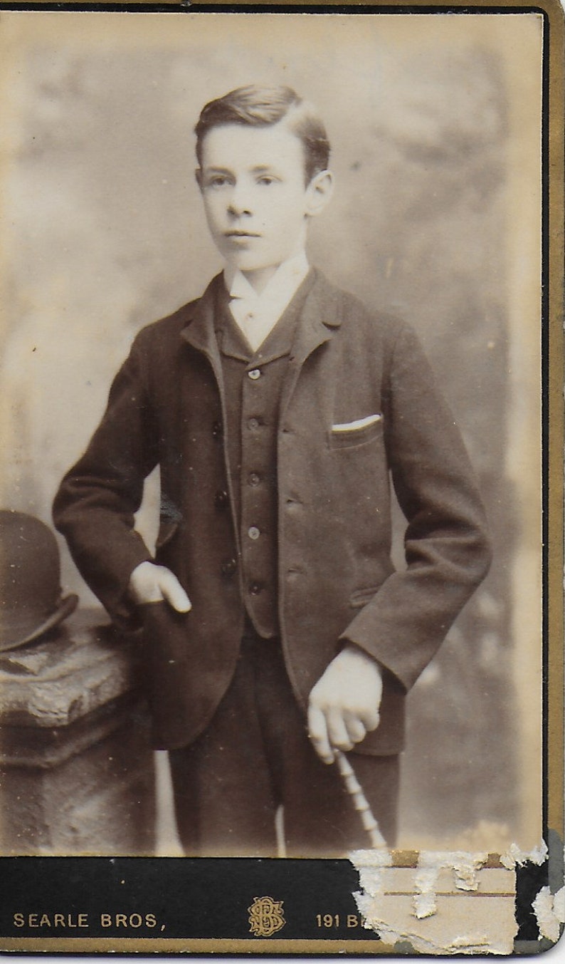 Victorian CDV, Victorian Photograph, Young Man, White Collar, Hand in ...