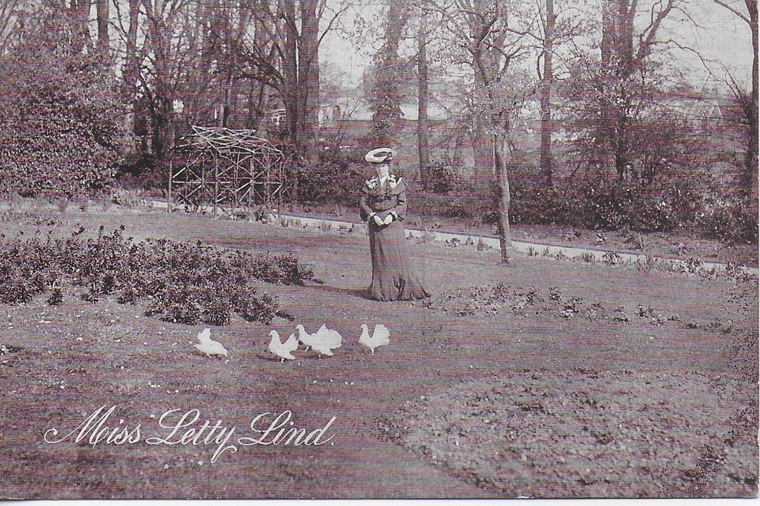 RPPC British Actress Miss Letty Lind, in the Garden, Doves, Theatre ...